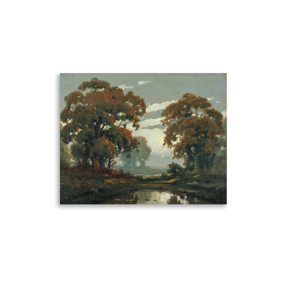 Antique French Moody Landscape Oil Painting Print – Chateau Michele